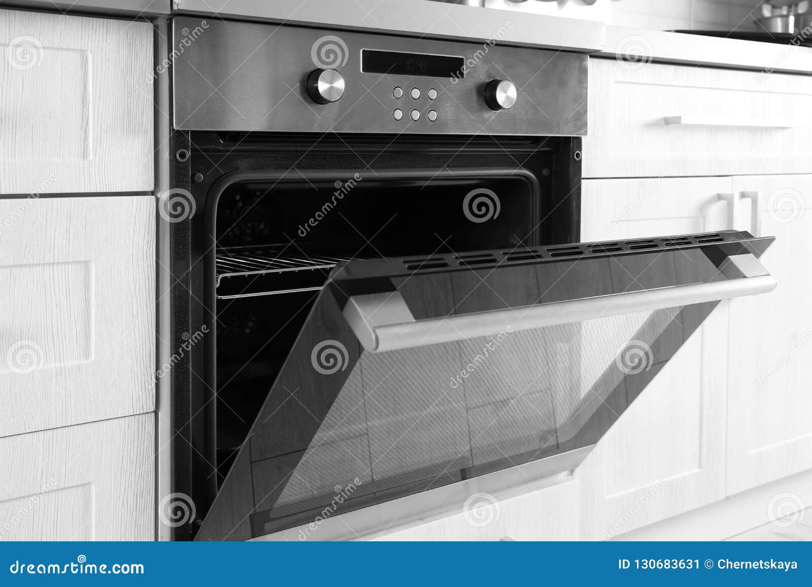Open modern oven built stock image. Image of home, kitchen - 130683631