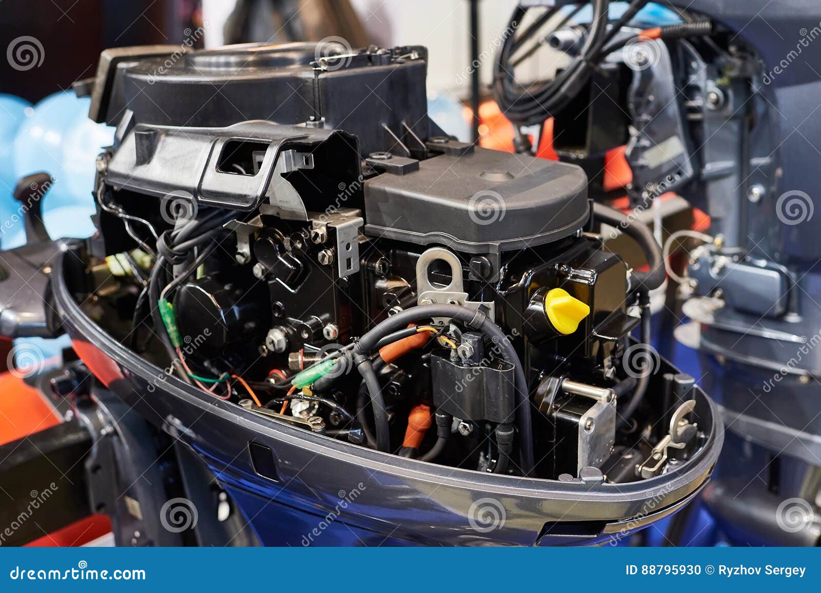 Open Motor Cover of Fishing Boat Stock Photo - Image of adventure ...