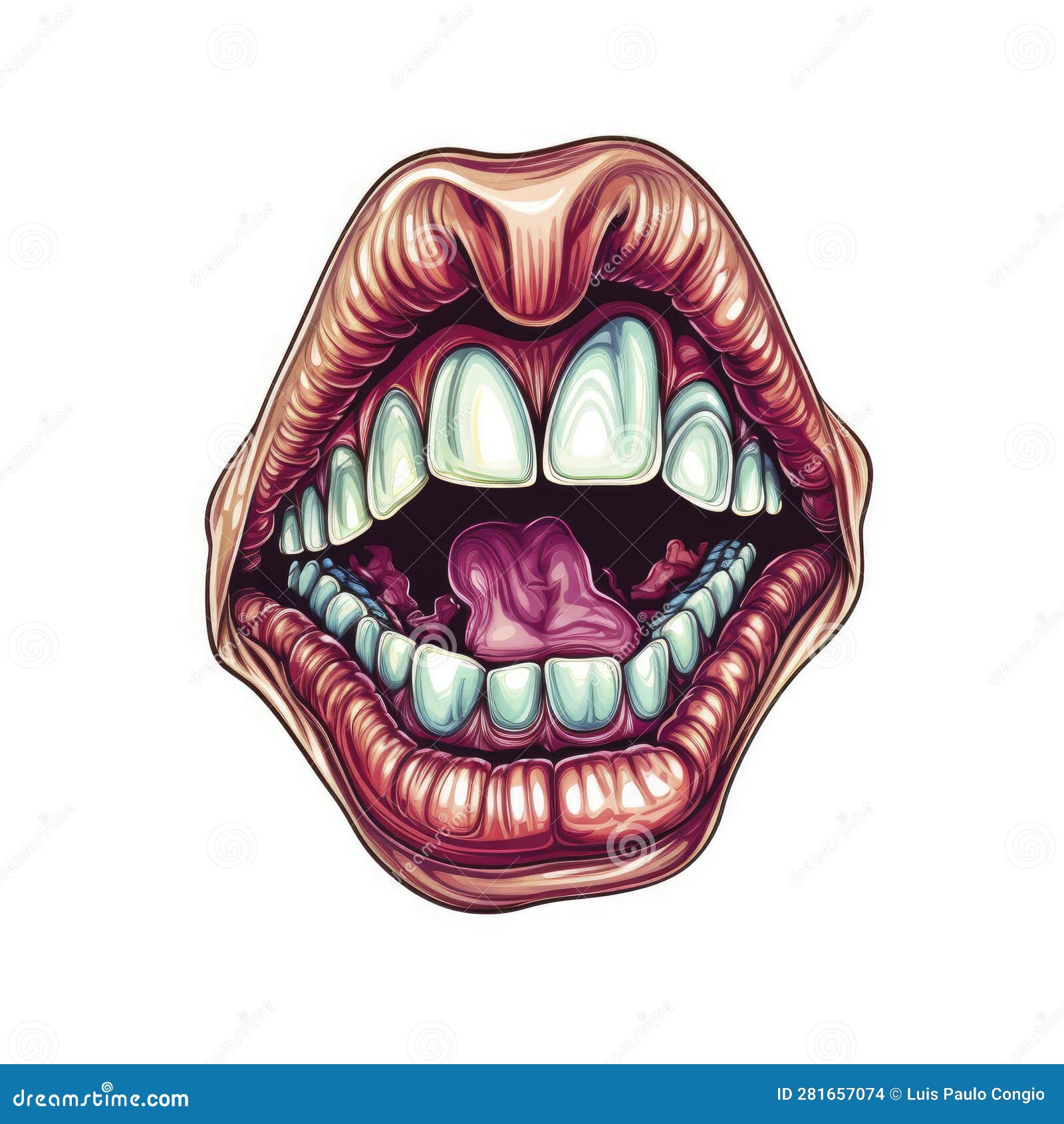 An Open Mouth Displaying Teeth Stock Illustration - Illustration of ...