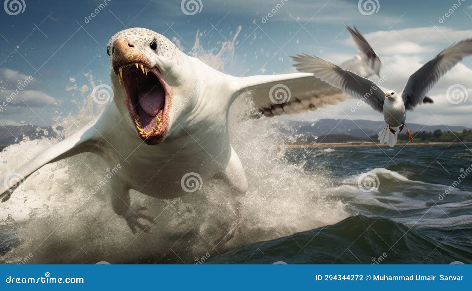 Open Mouth Dolphin Eat Eagle Generated by AI Tool Stock Illustration ...