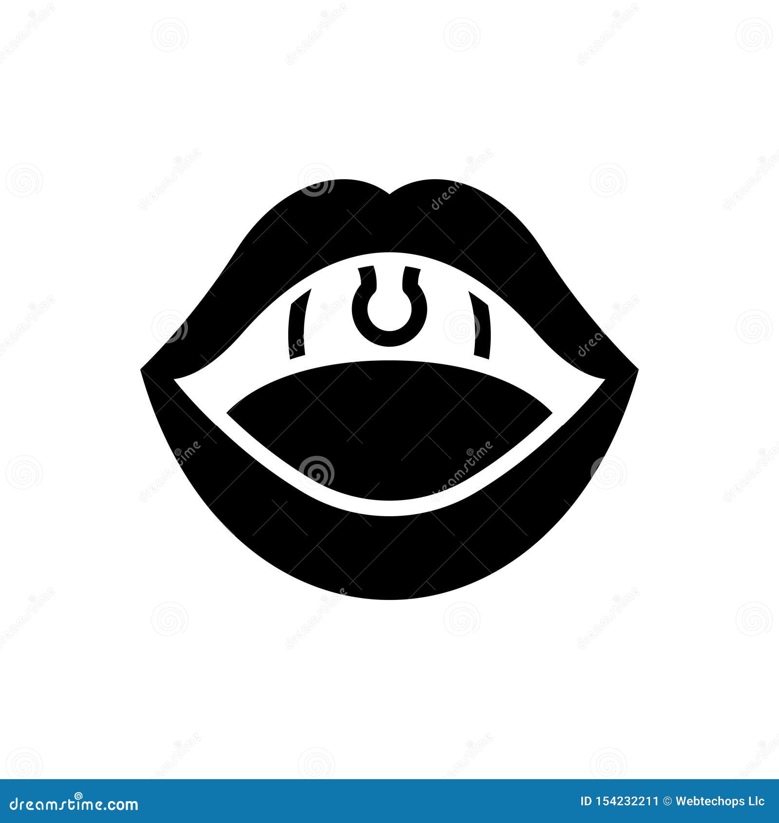 Black Solid Icon for Open Mouth, Face and Maw Stock Vector ...