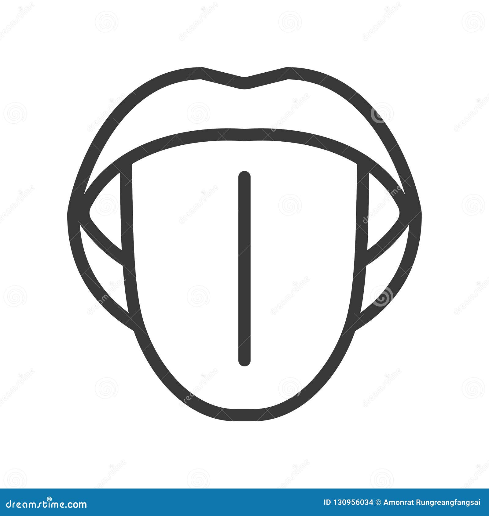 Open Mouth with Tongue, Simple Outline Icon Stock Vector - Illustration ...