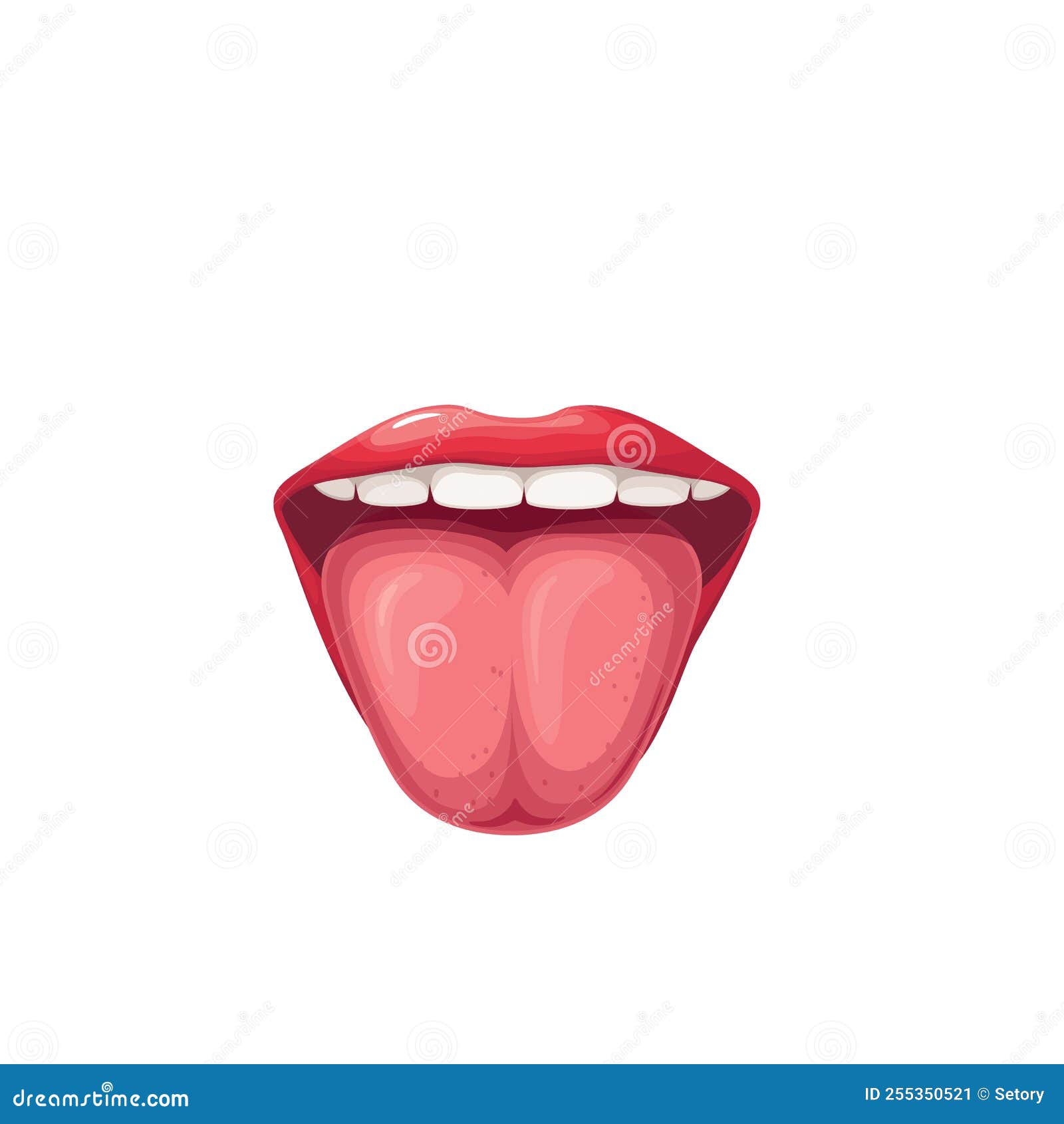 Open Mouth With Tongue And Teeth Red Lips Of Girl Isolated Healthy