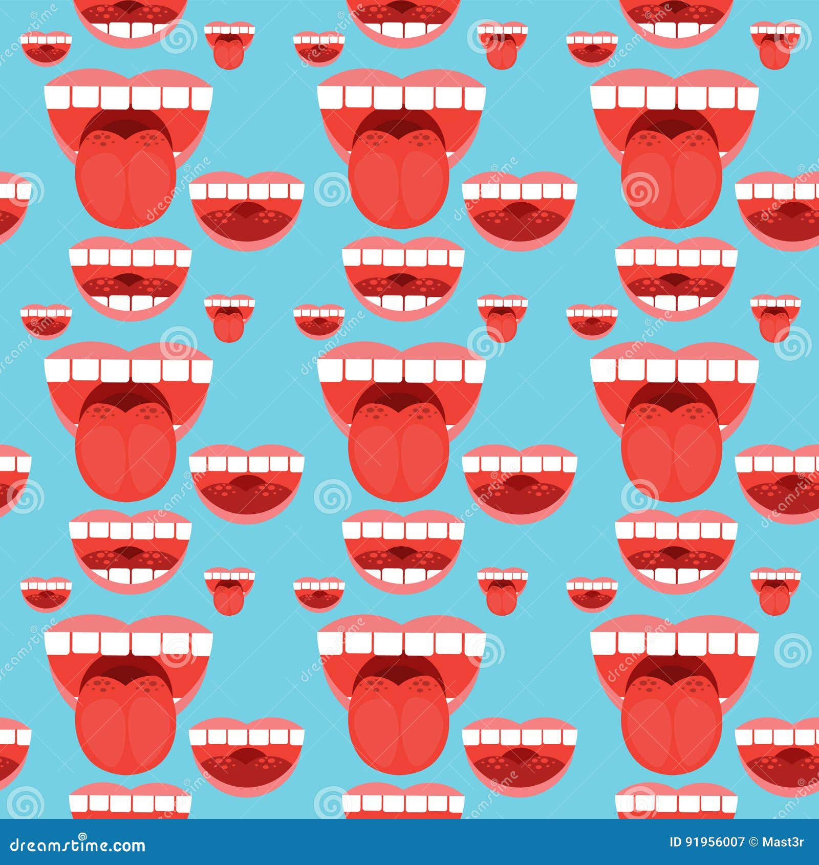 Open Mouth Tongue Teeth Seamless Pattern Stock Vector - Illustration of ...