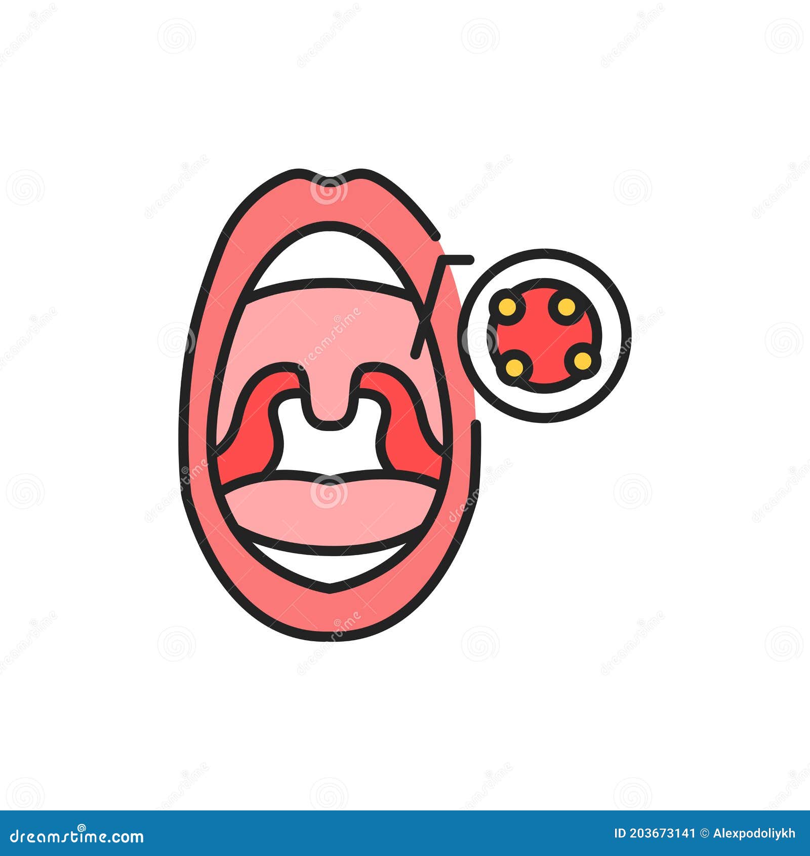 Kid Mouth Tonsillitis Icon, Outline Style Vector Illustration ...