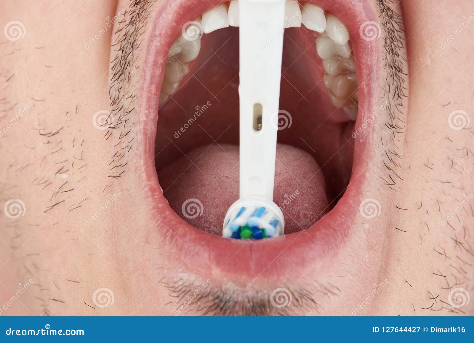 Open mouth with toothbrush stock image. Image of happy - 127644427