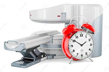 Open MRI Machine with Alarm Clock, 3D Rendering Stock Illustration ...