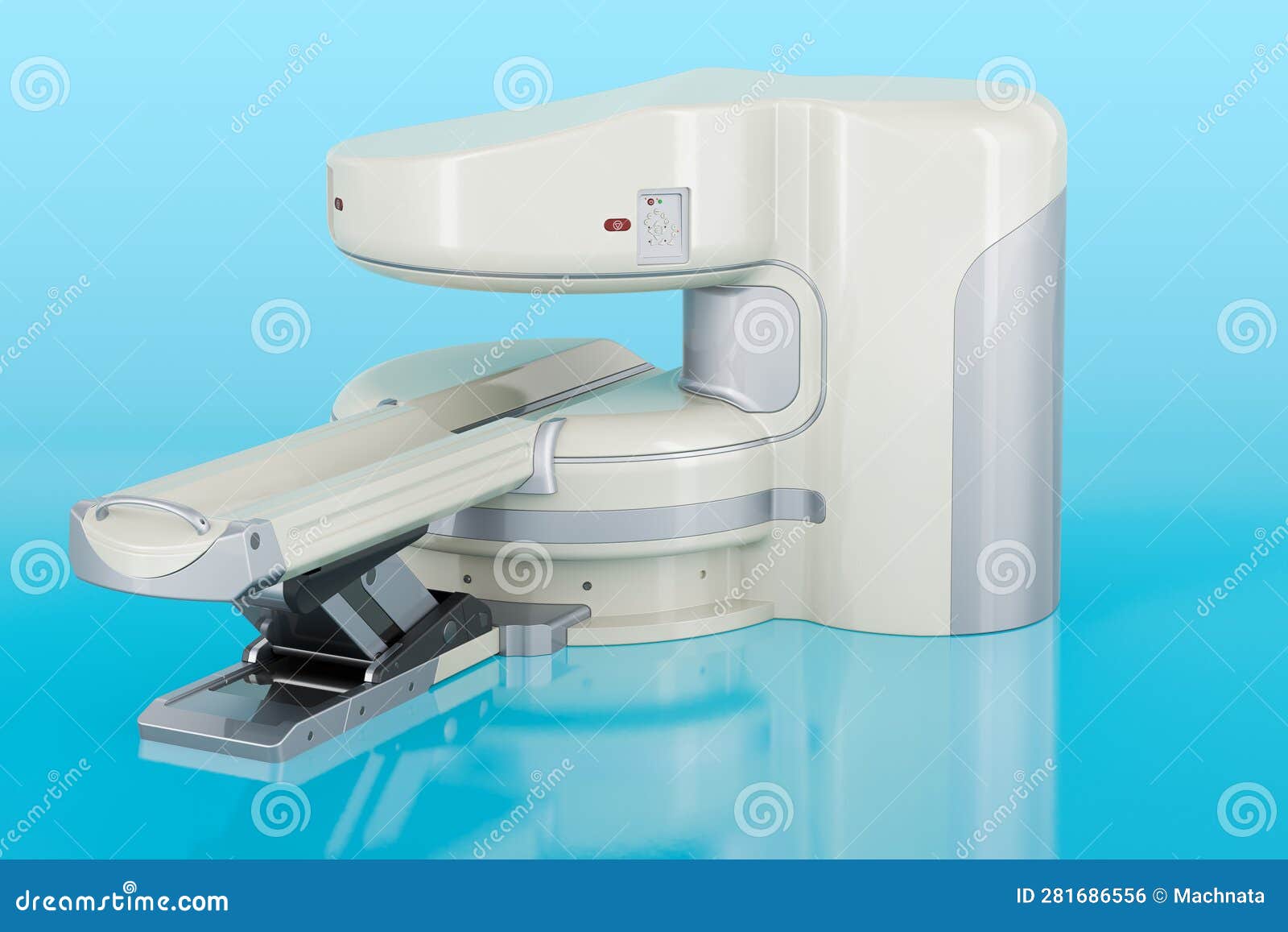 Open MRI Machine, 3D Rendering on Blue Backdrop Stock Illustration ...