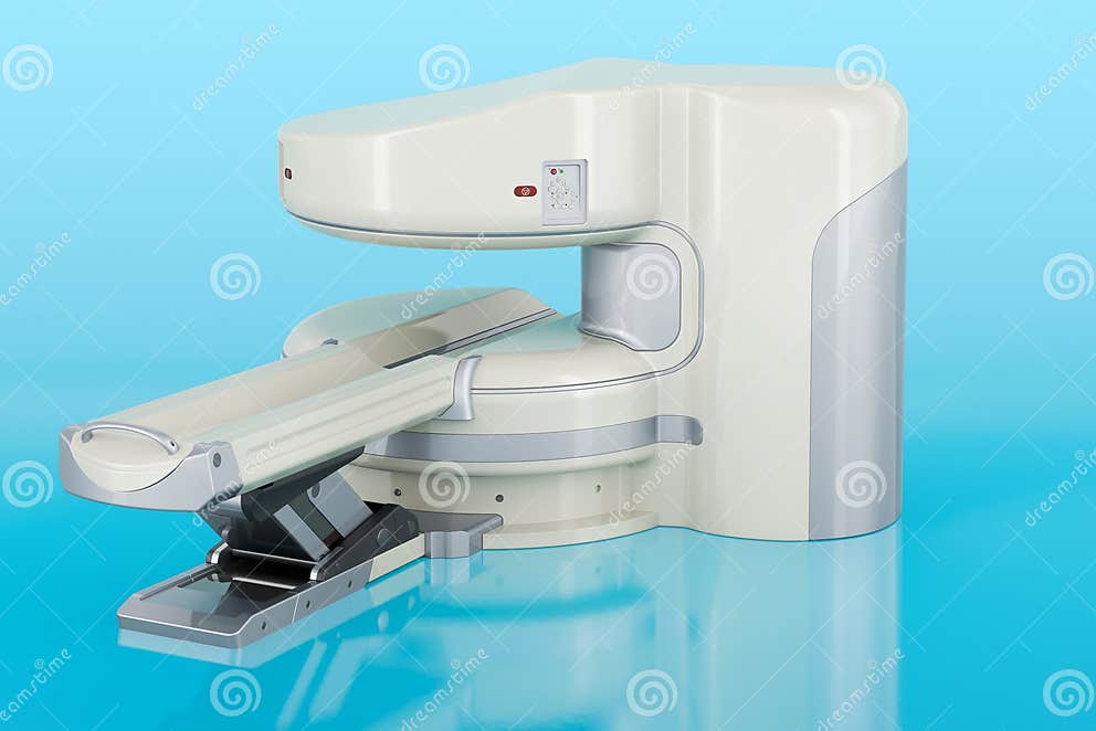 Open MRI Machine, 3D Rendering on Blue Backdrop Stock Illustration ...