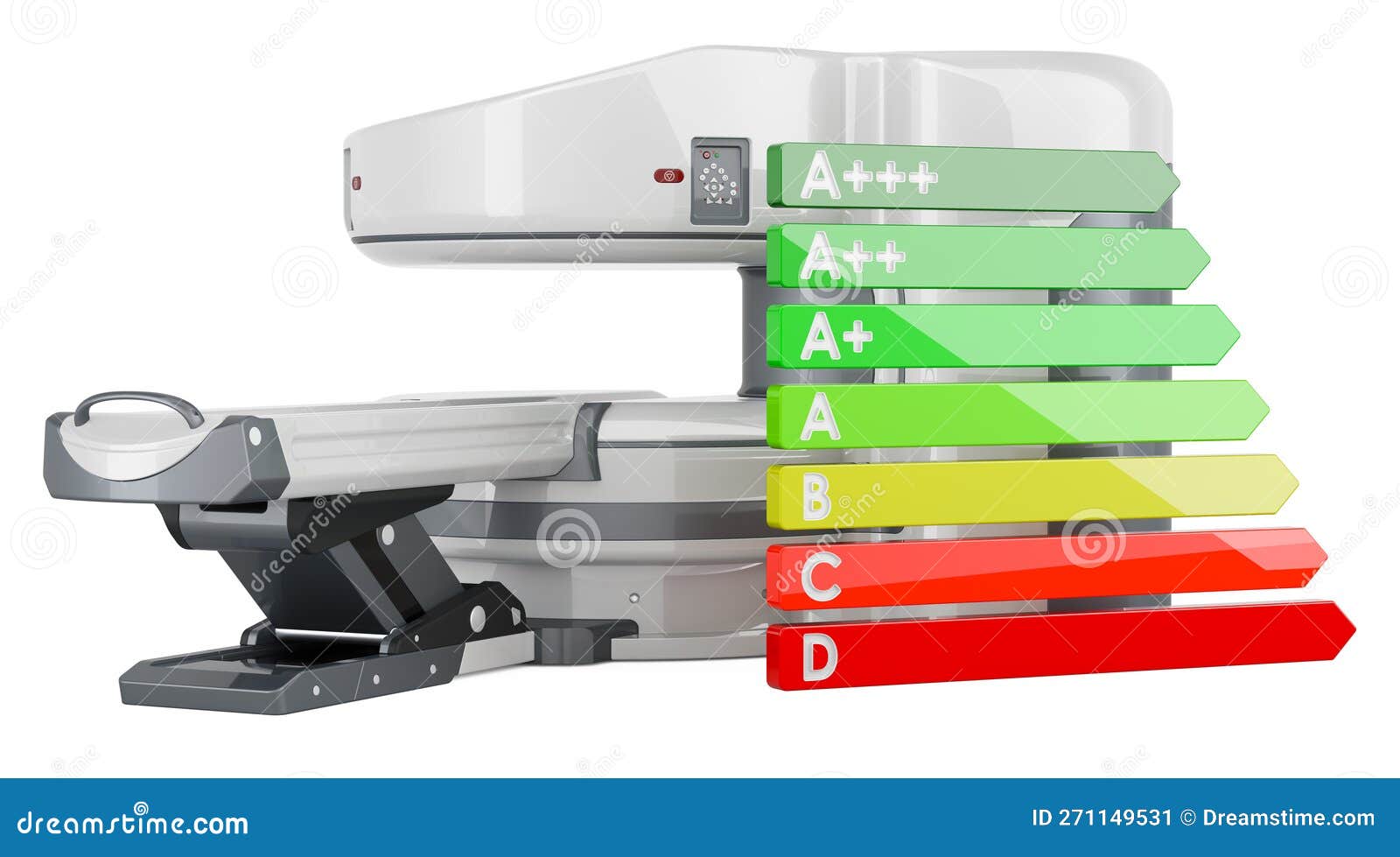 Open MRI Machine with Energy Efficiency Chart, 3D Rendering Stock ...