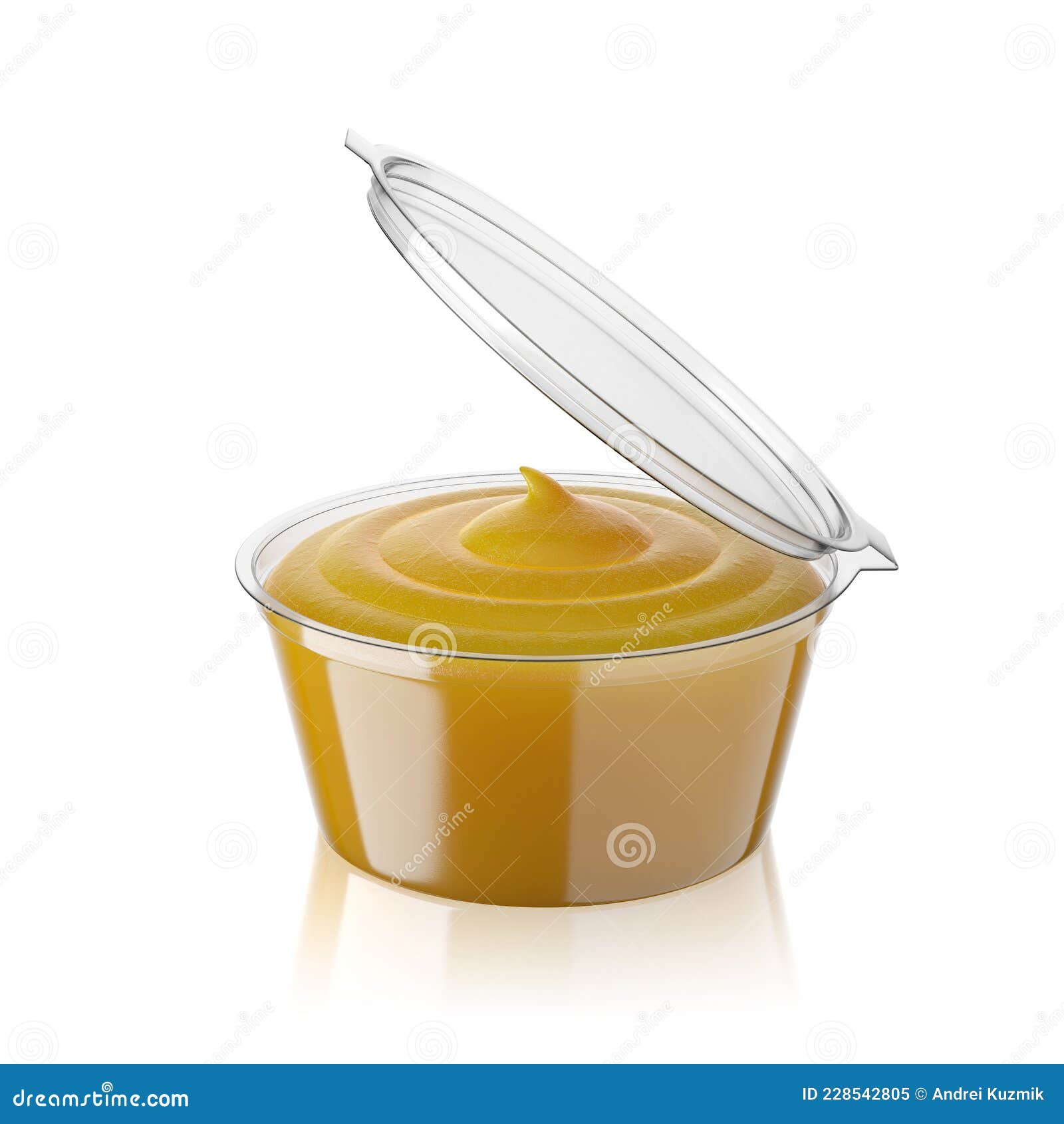 Open Mustard in Dip Container Isolated on White. 3D Rendering Stock ...