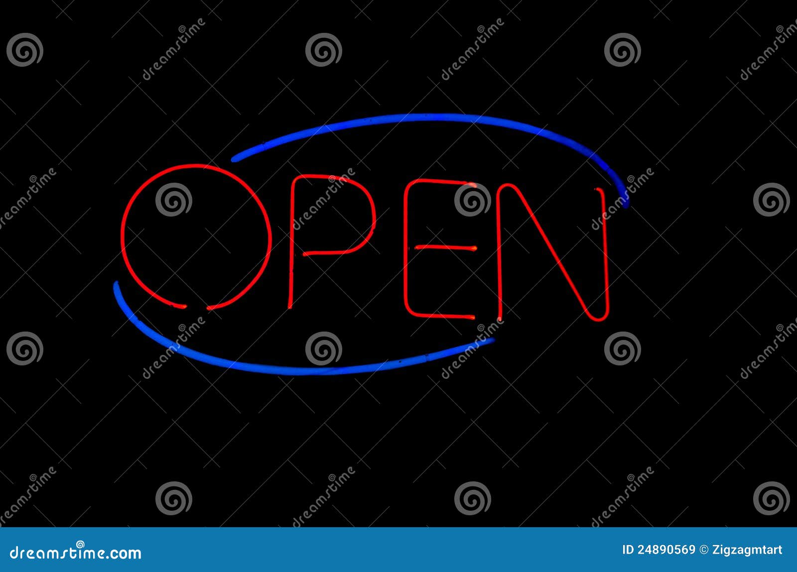 Open neon sign red blue stock image. Image of neon, lighting - 24890569