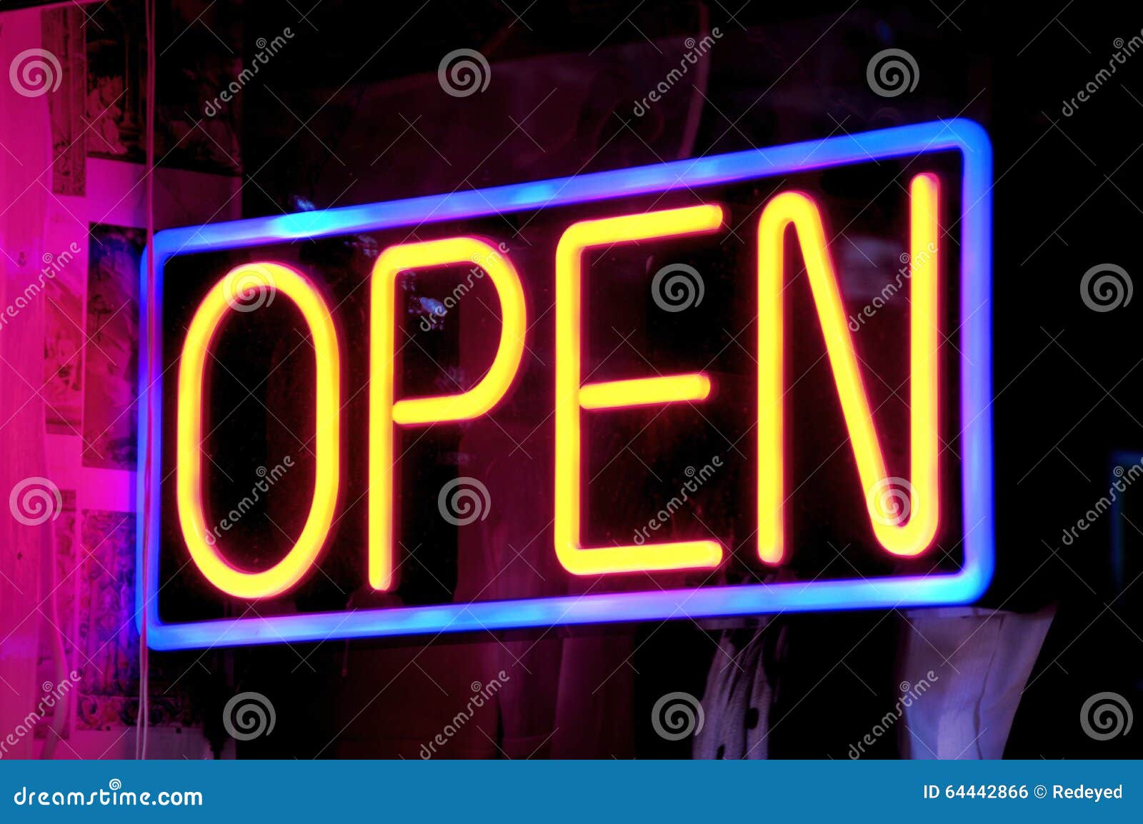 Open neon sign stock photo. Image of retro, lighting - 64442866