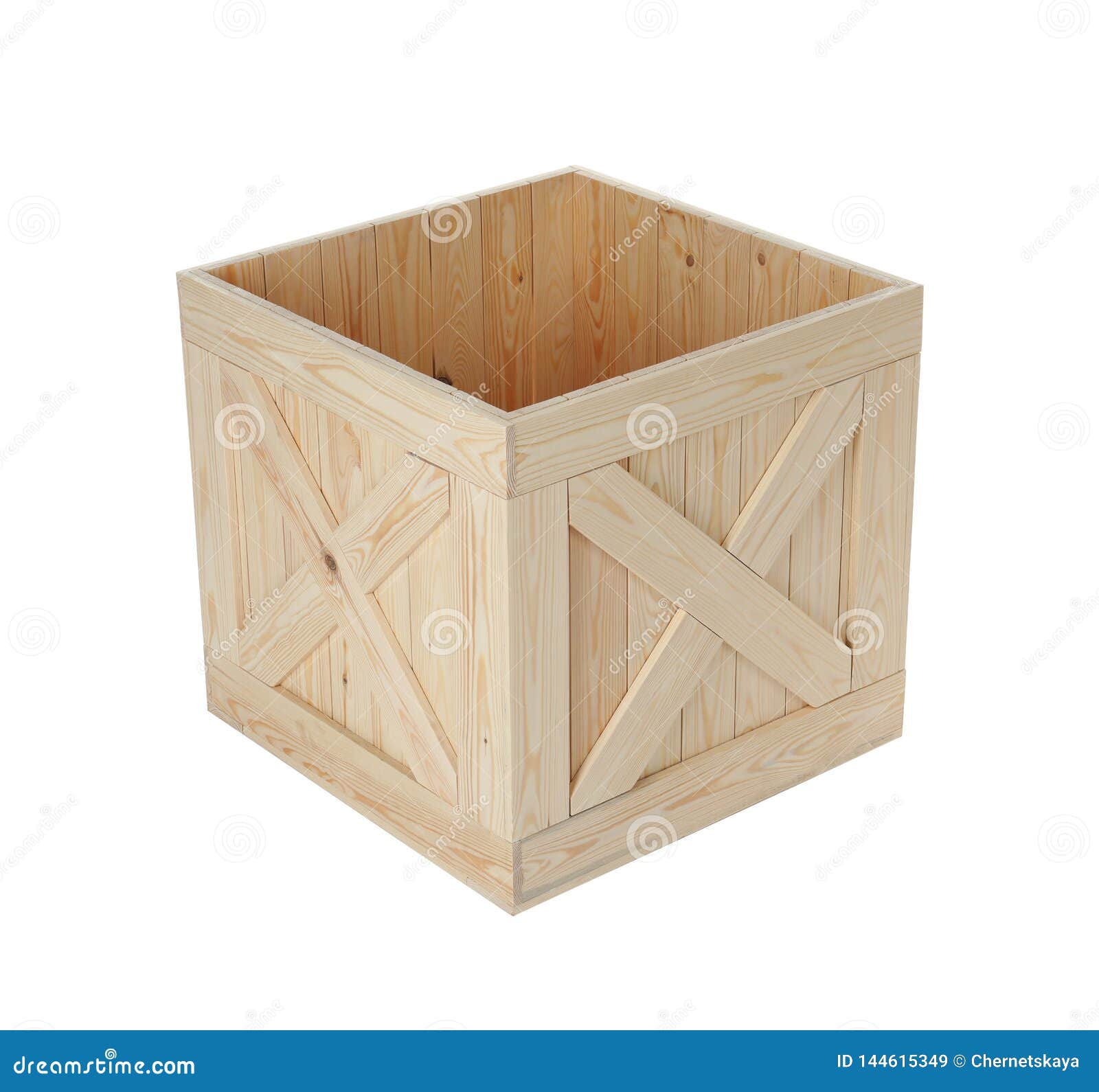 Open New Wooden Crate Isolated Stock Image - Image of business, mail ...