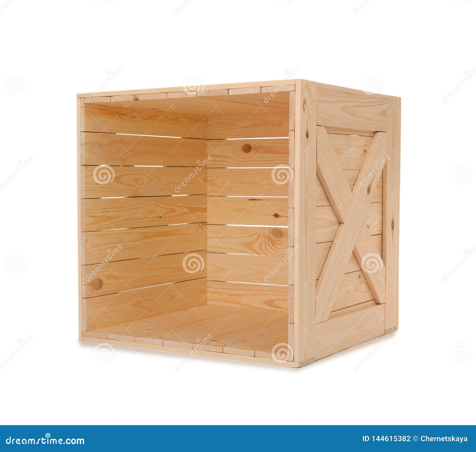 Open New Wooden Crate Isolated Stock Photo - Image of freight, import ...