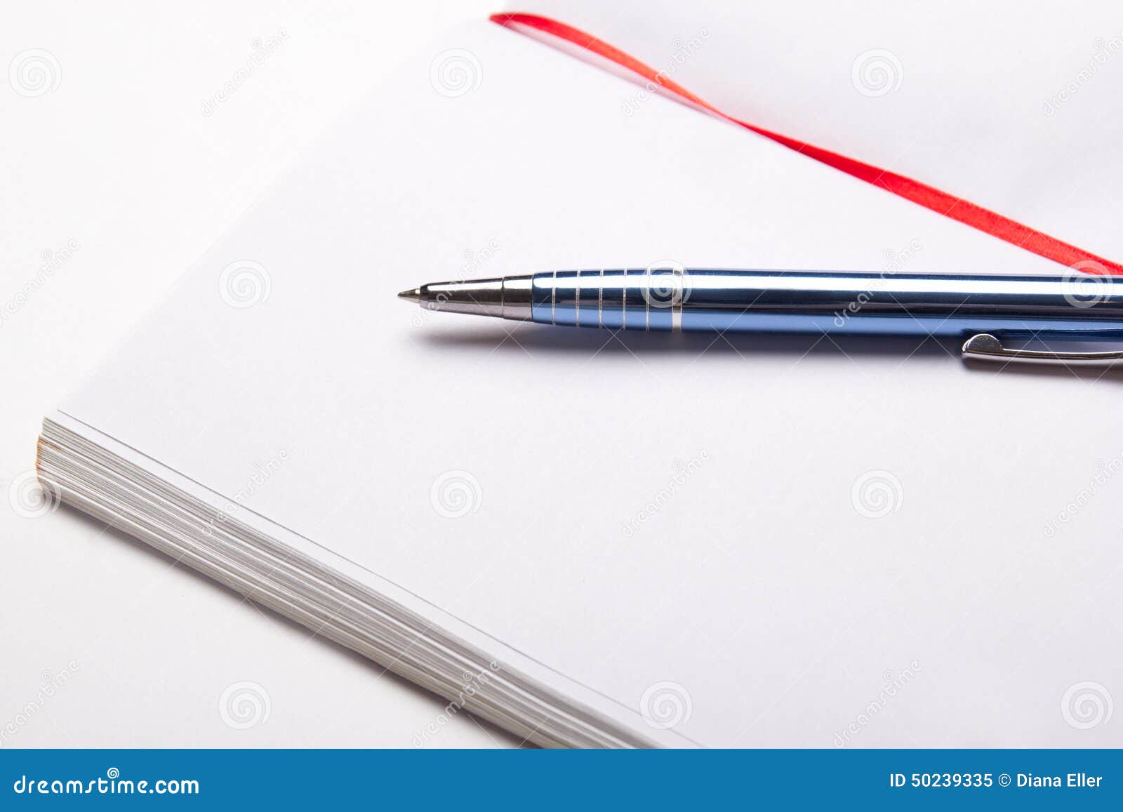 Open Note Book with Copy Space on Pages with Pen Stock Image - Image of ...