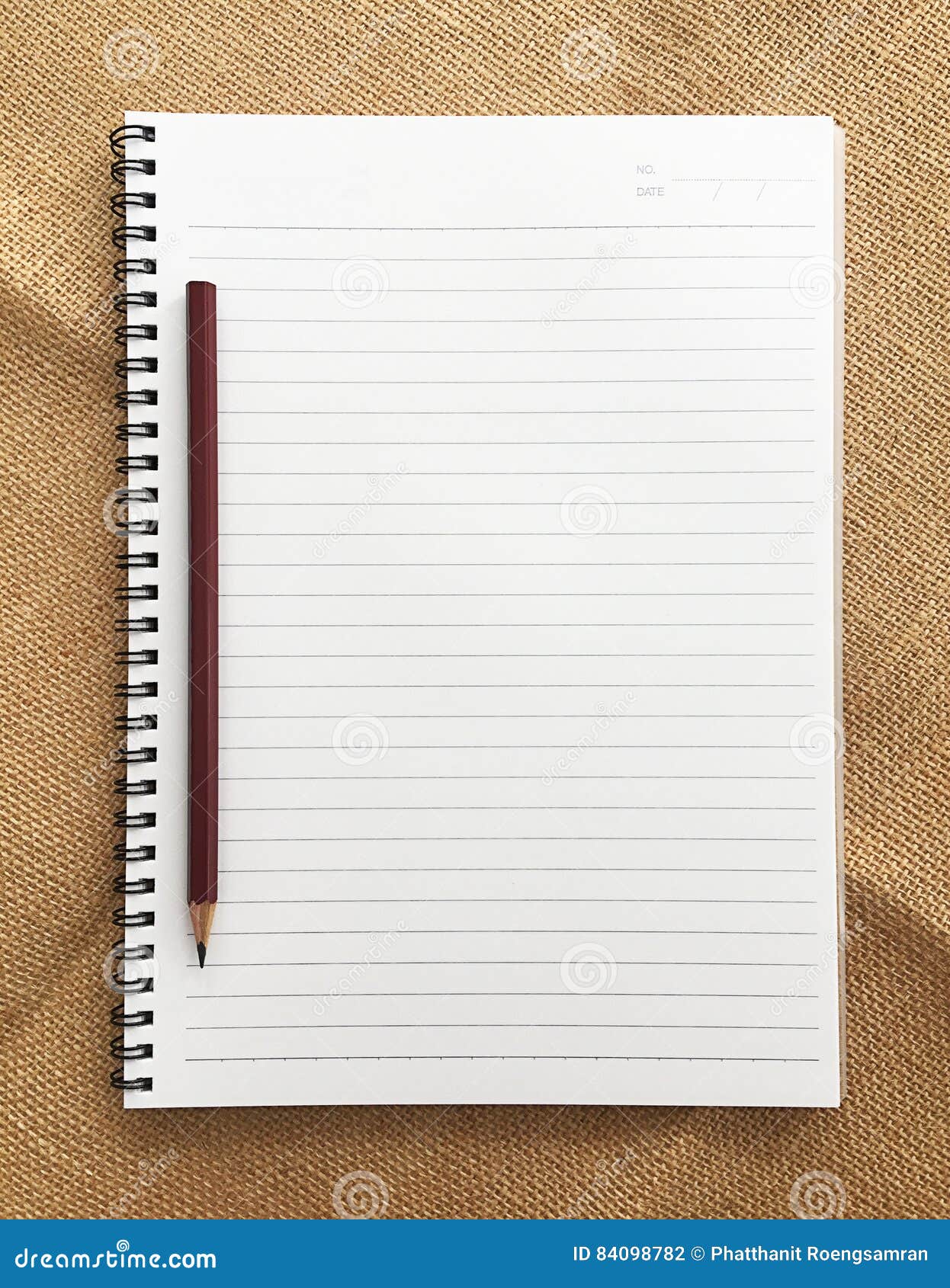 Open Note Book and Pencil on Sackcloth Stock Photo - Image of education ...