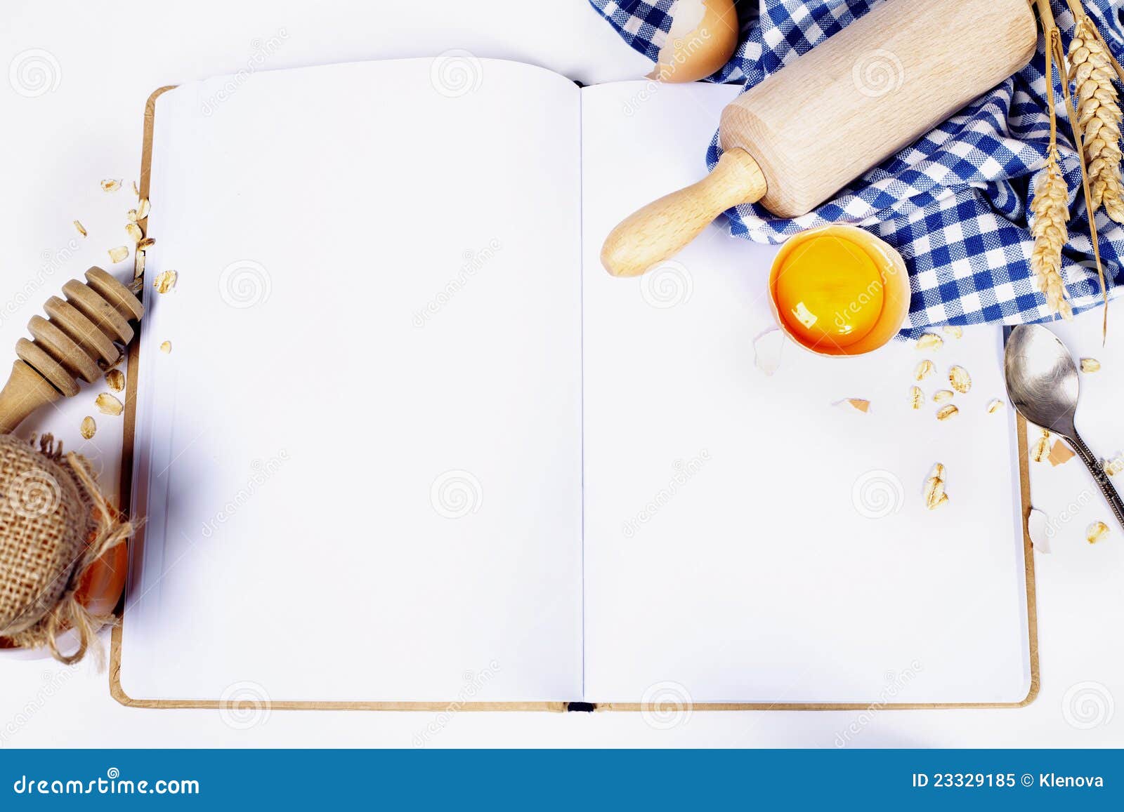 Open Notebook and Basic Baking Ingredients Stock Image - Image of copy ...