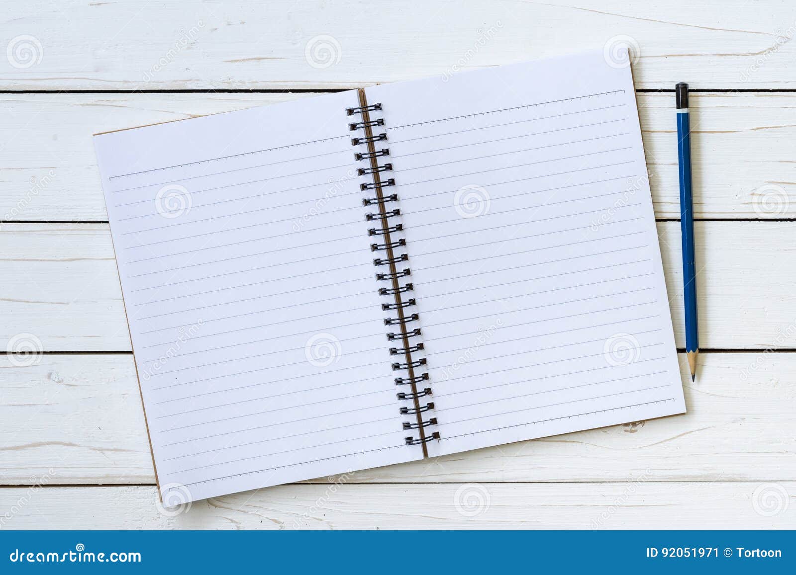 Open Notebook with Blank Pages and Pencil with Space. Stock Image ...