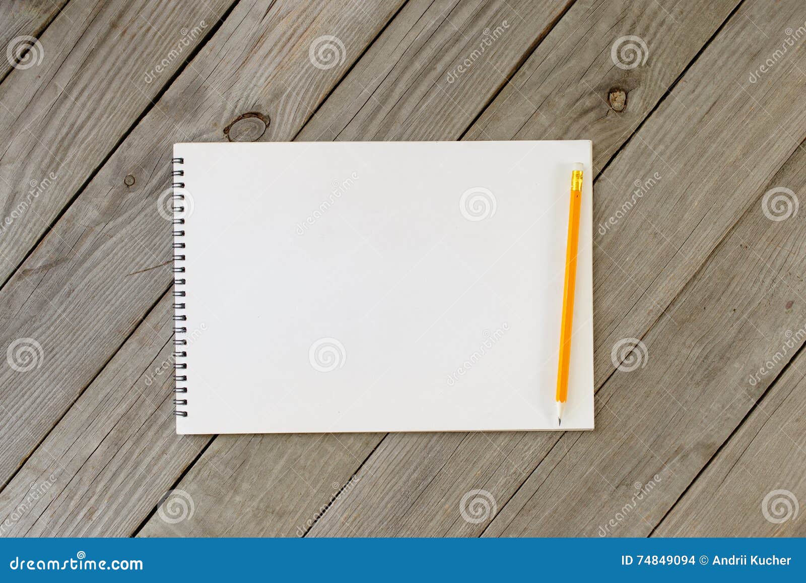 Open Notebook with Blank Pages and Pencil Stock Photo - Image of ...
