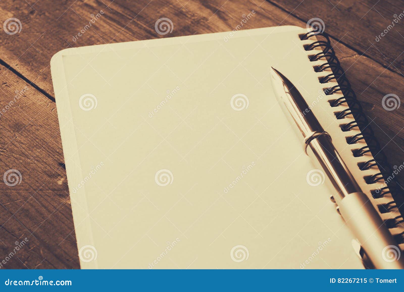 Open Notebook with Blank Pages on Wooden Table Stock Image - Image of ...