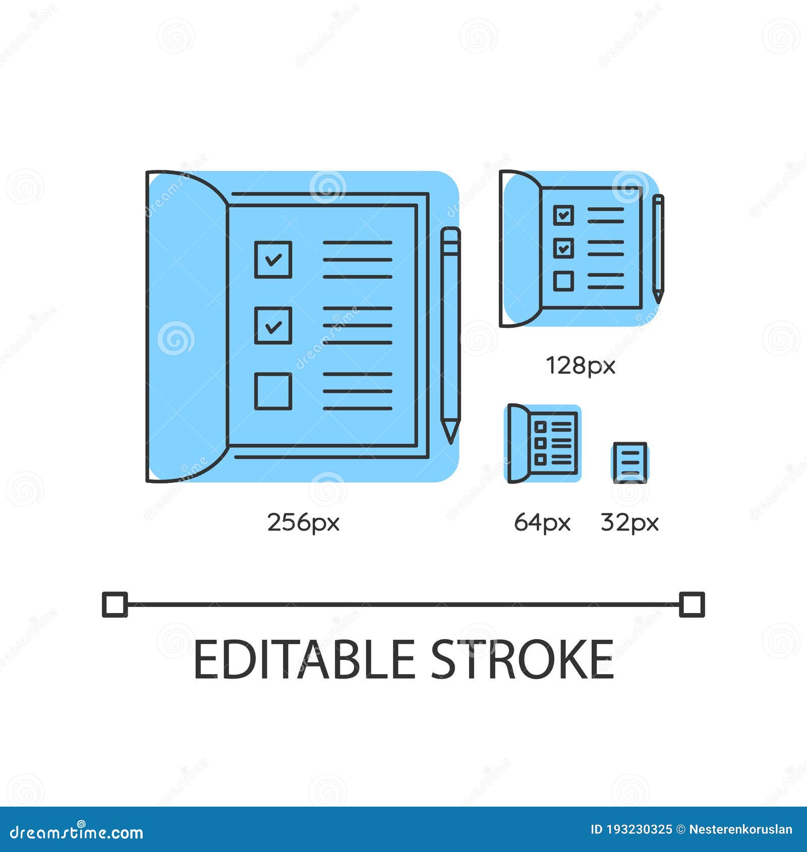 Open Notebook Blue Linear Icons Set Stock Vector - Illustration of ...