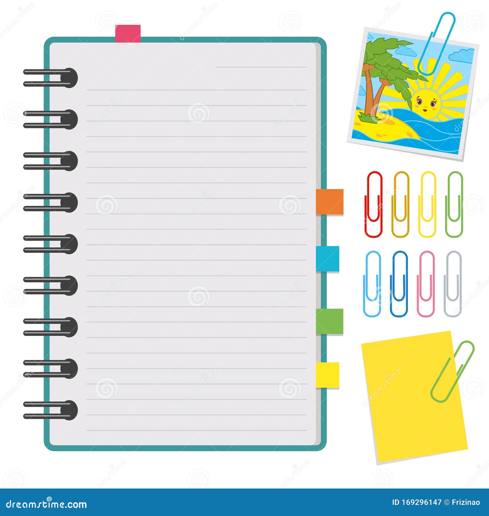 An Open Notebook with Clean Sheets on a Spiral and with Bookmarks. a ...