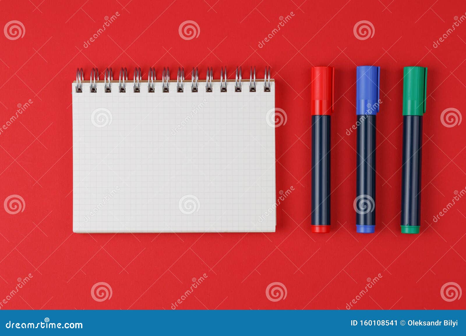 Open Notebook with Colored Markers Stock Image - Image of blank ...