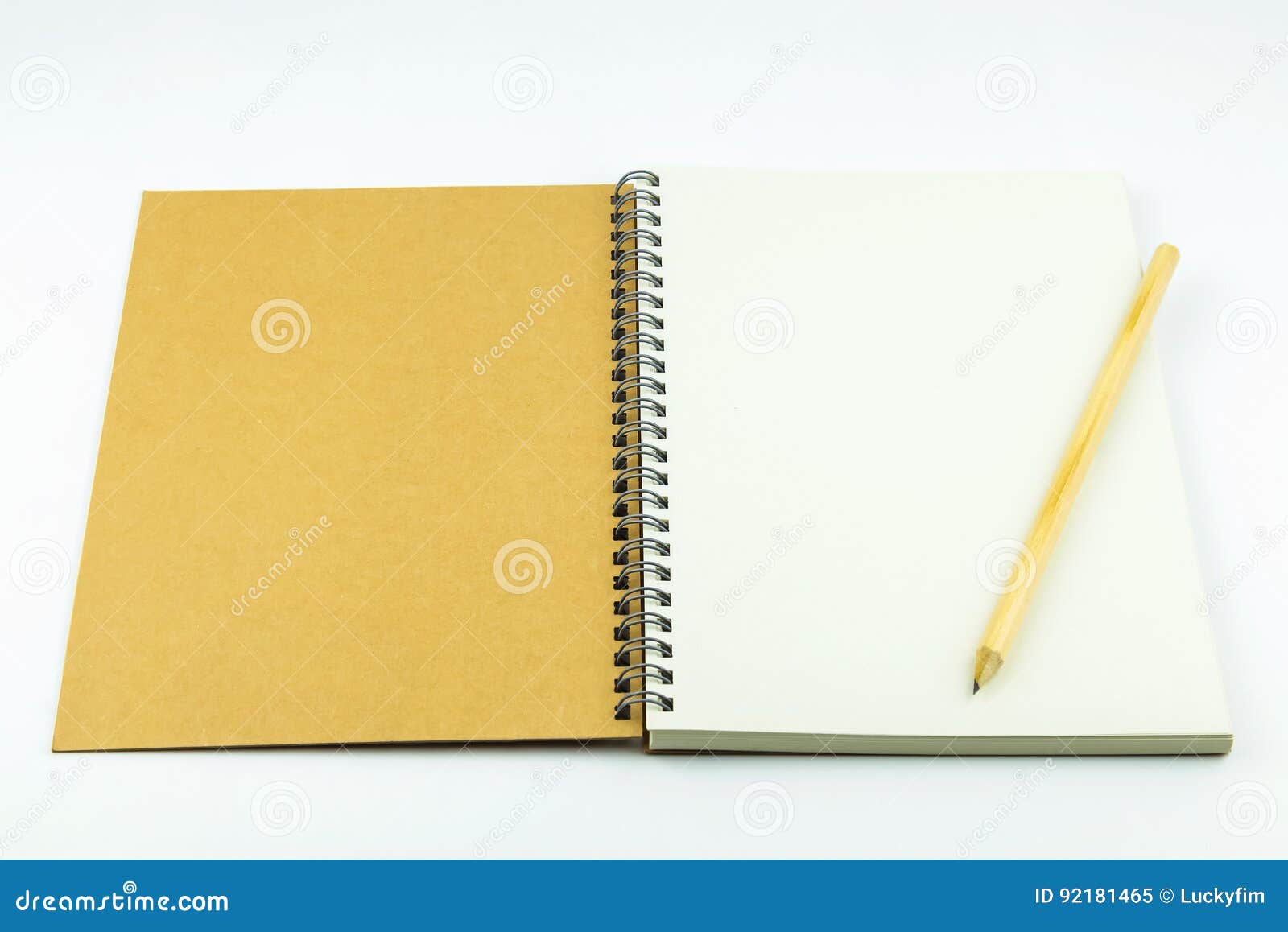 Open Notebook Cover with Pencil Stock Image - Image of business, school ...