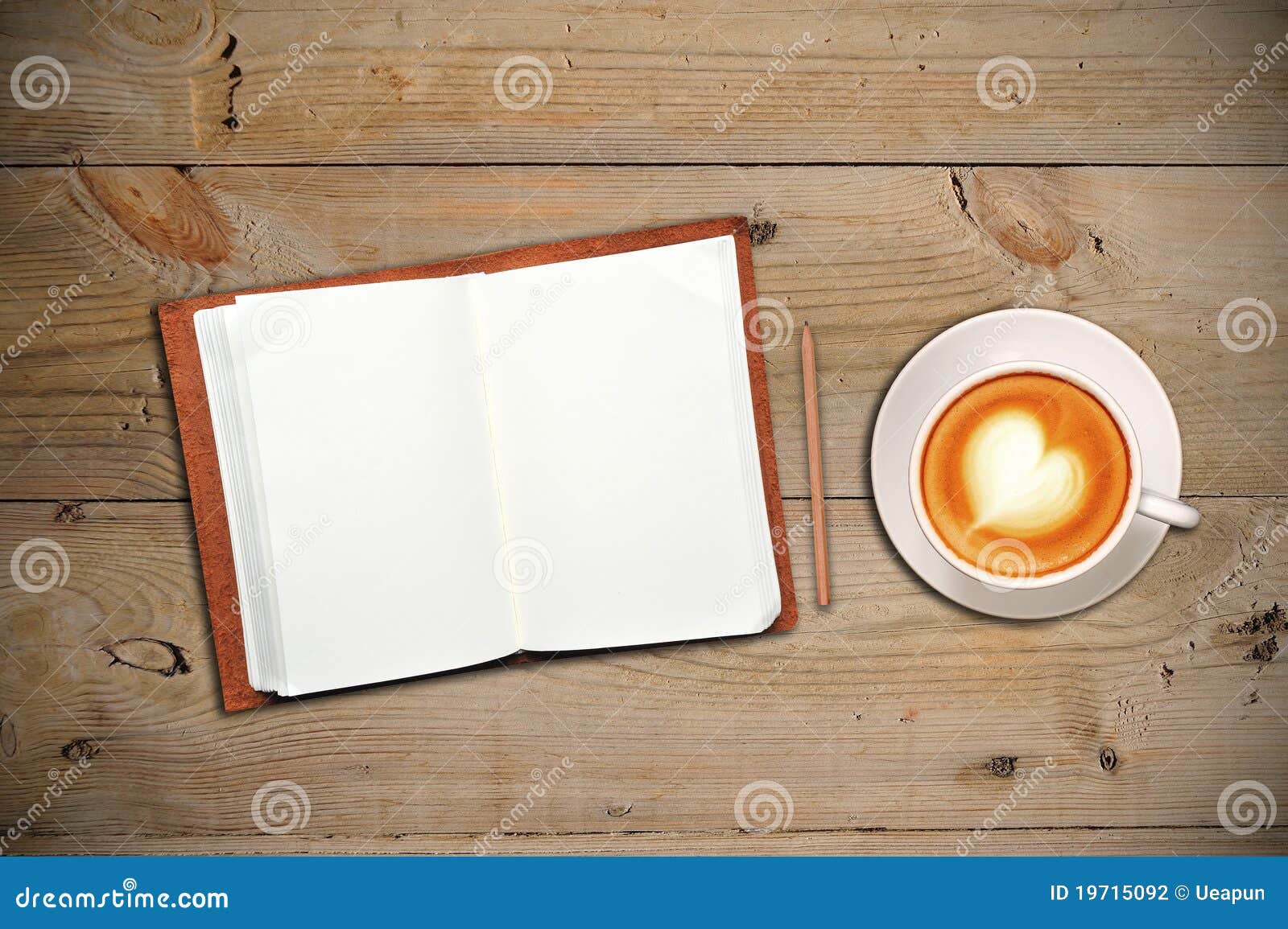 Open Notebook with Cup of Coffee Stock Photo - Image of crack, plate ...