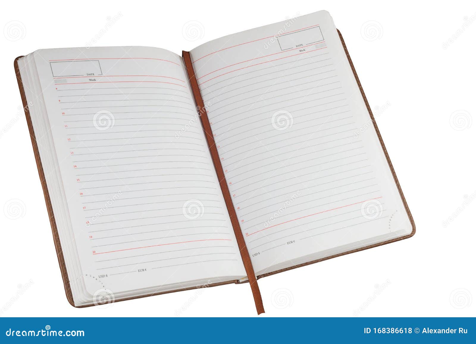Open Notebook, Diary Isolated on a White Background Stock Photo - Image ...