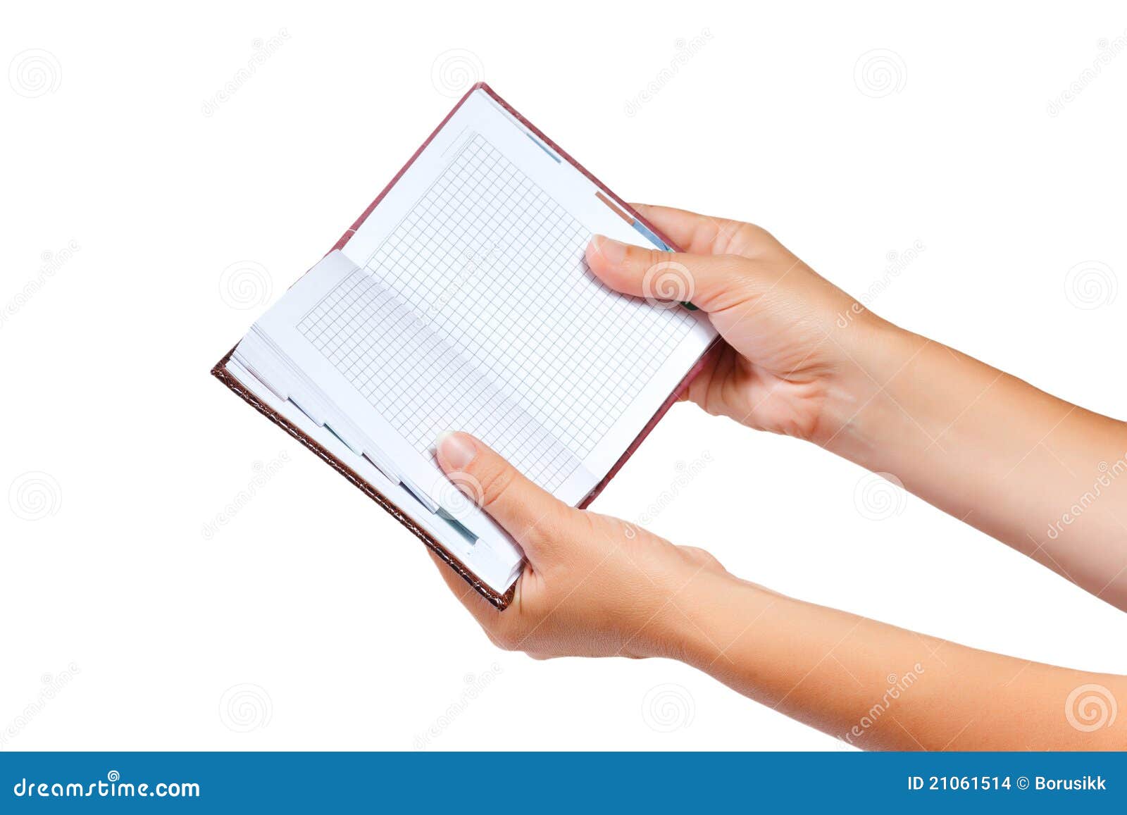 Open notebook in the hands stock photo. Image of book - 21061514
