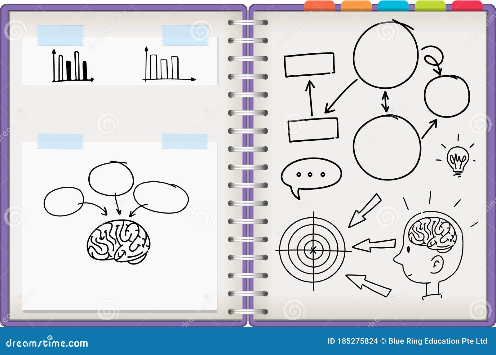 Open Notebook with Learning Symbol Stock Vector - Illustration of chart ...