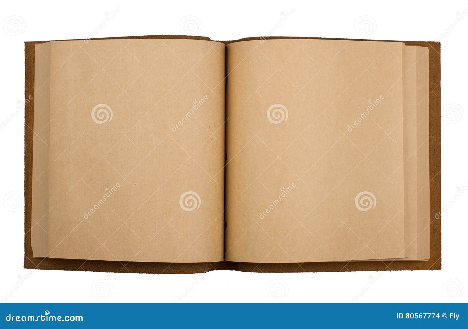 Open Notebook with Leather Cover Isolated on White Stock Photo - Image ...