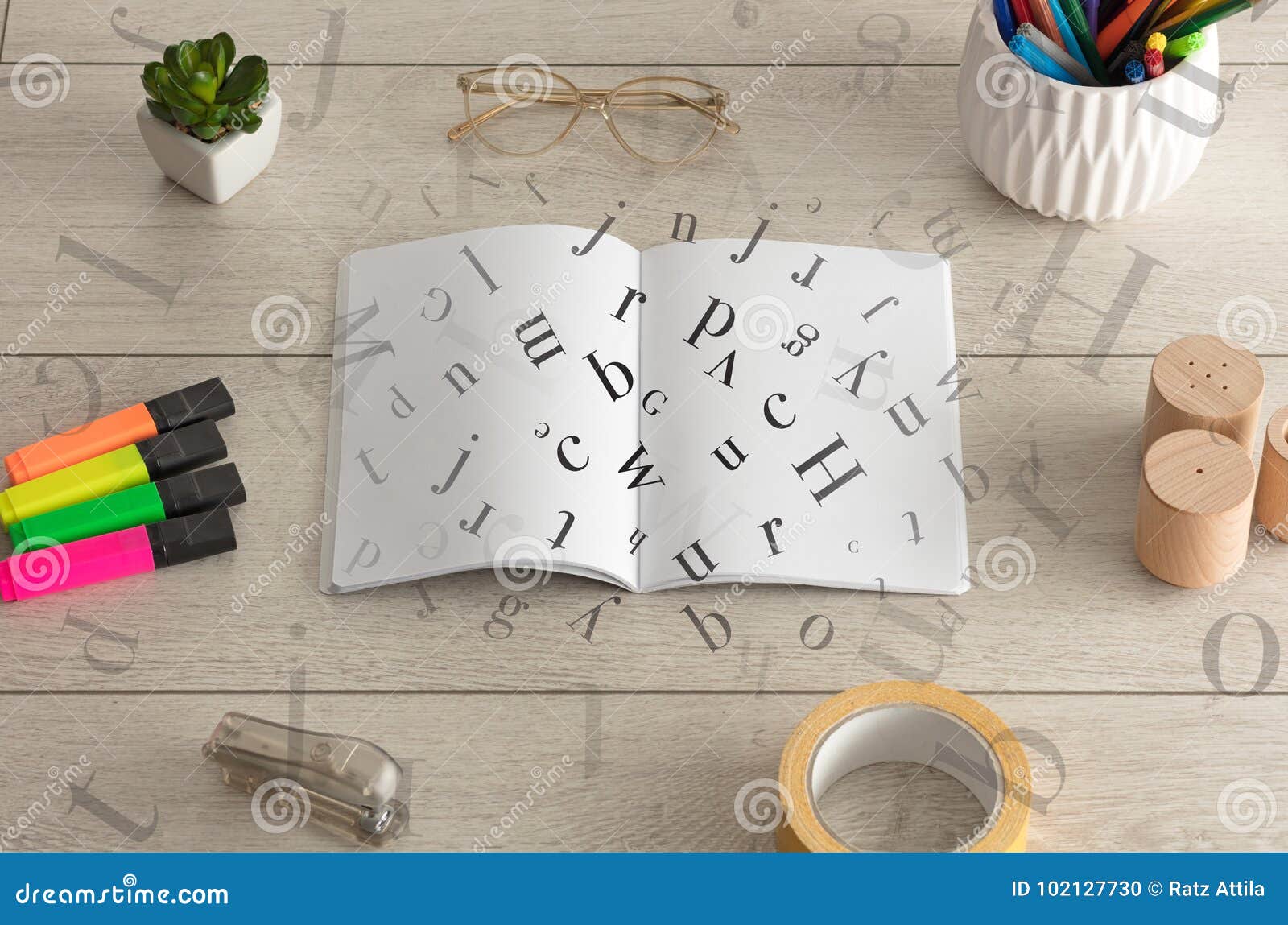 Open Notebook with Letters on it Stock Photo - Image of notion, attempt ...