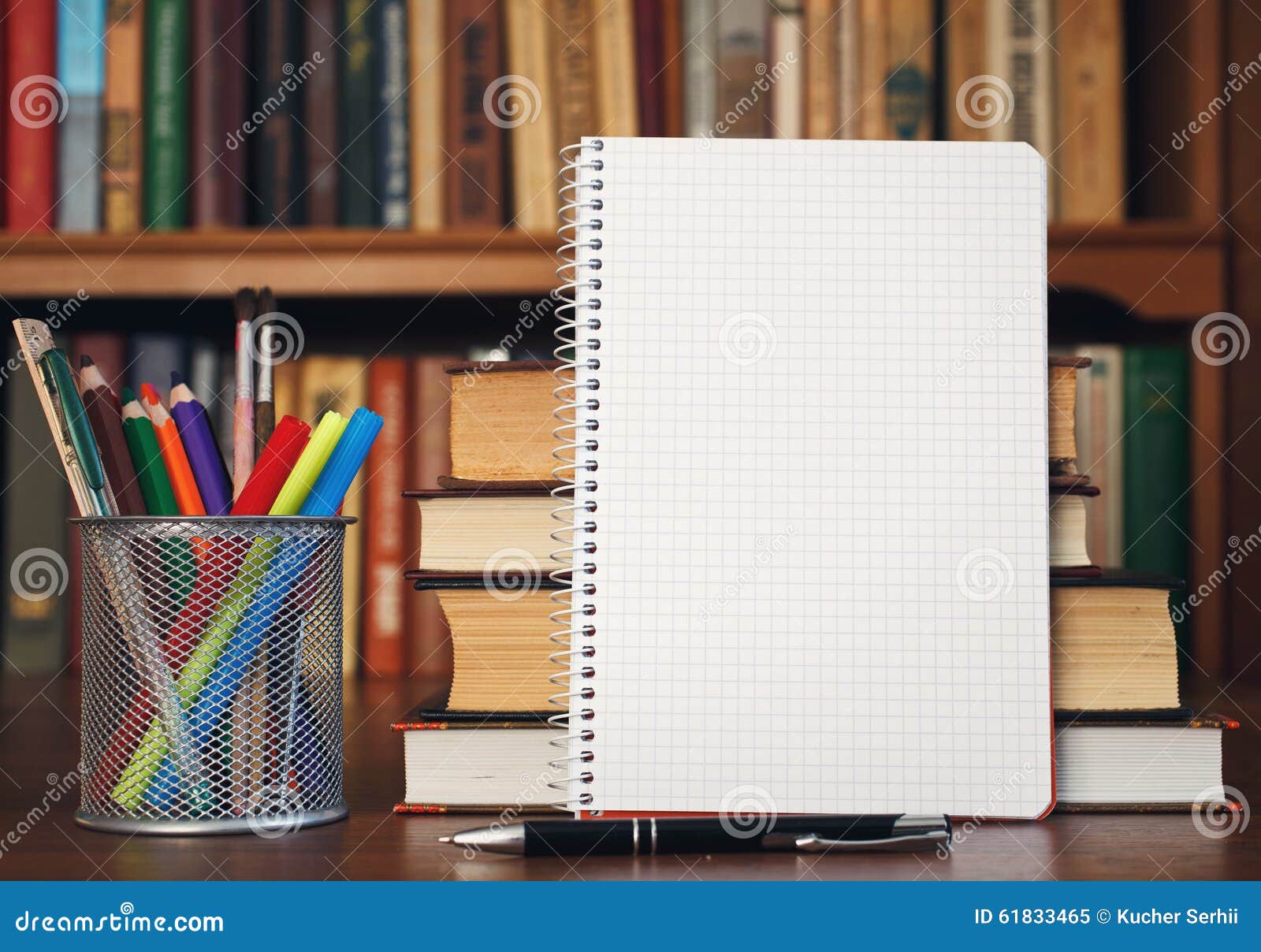 Open Notebook in the Library Stock Image - Image of expertise, brown ...