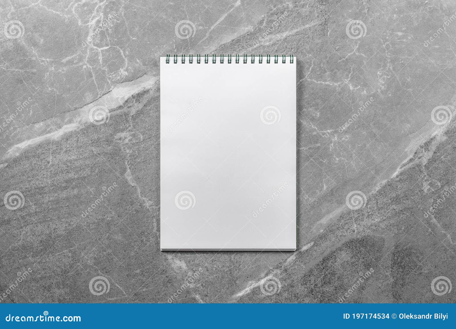 Open Notebook on Marble Table, with Blank Page Stock Photo - Image of ...