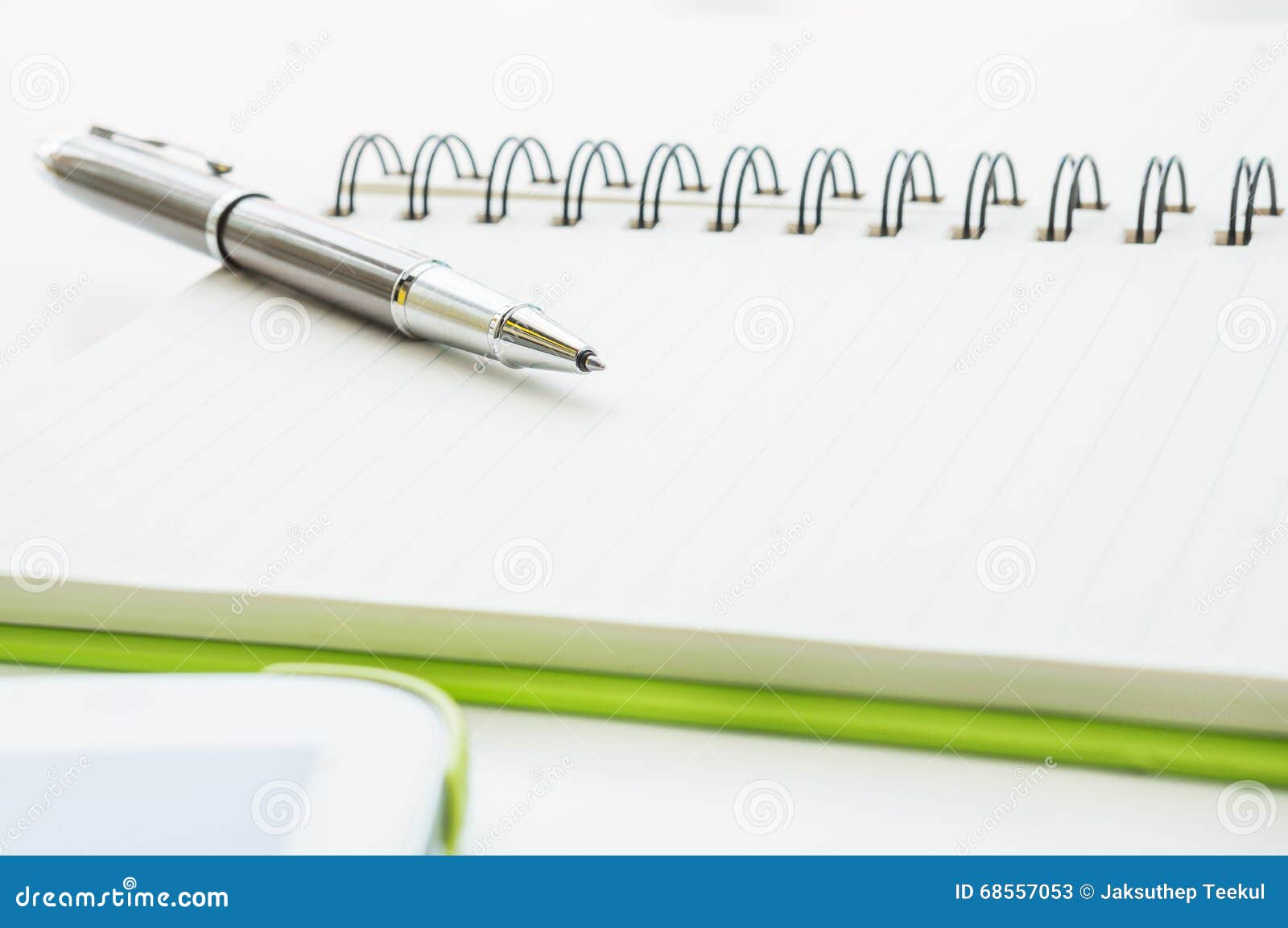 Open Notebook with Metallic Ball Pen and Tablet Stock Image - Image of ...