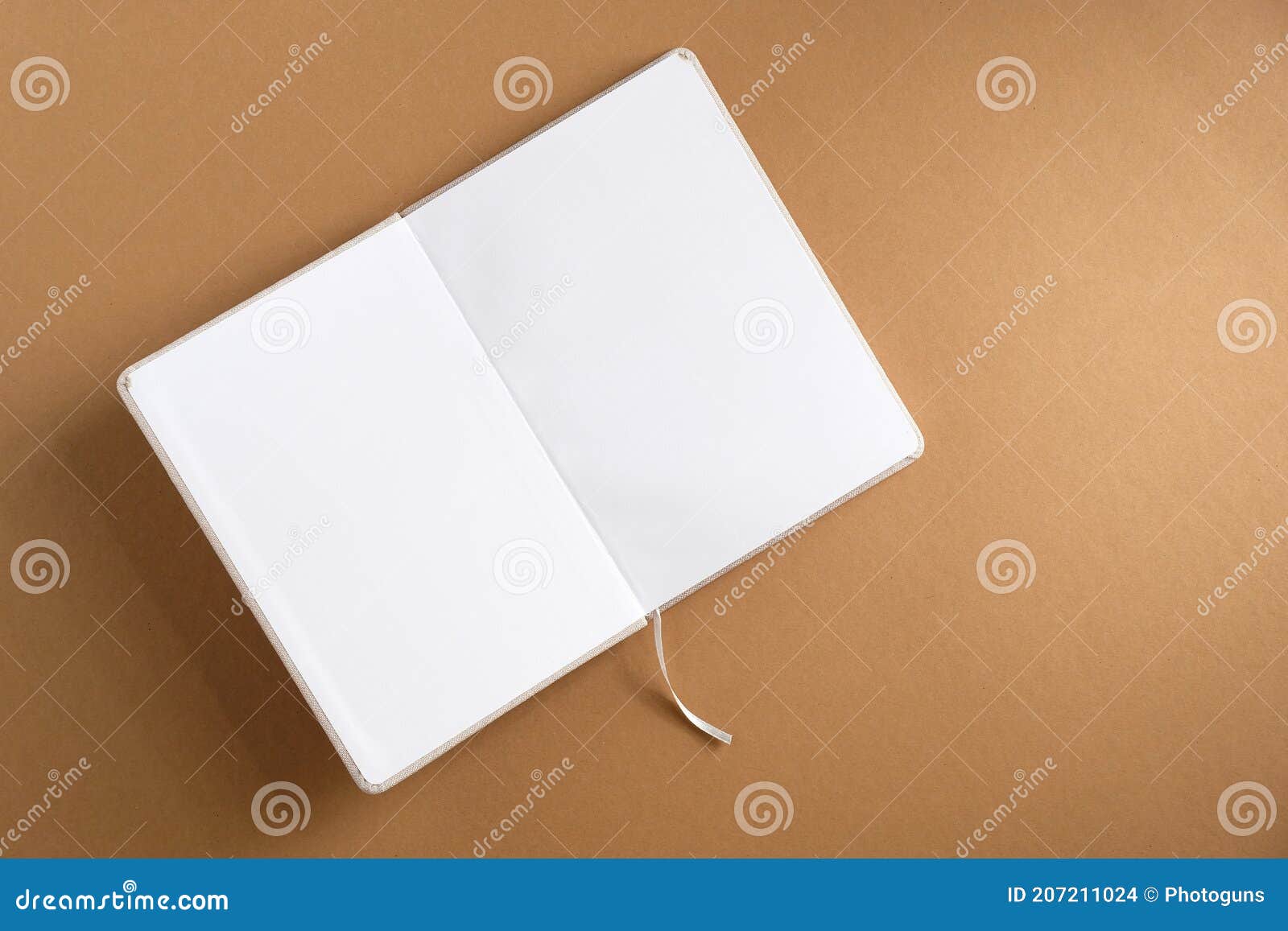 Open Notebook Mockup with Space for Text. Top View Stock Photo - Image ...