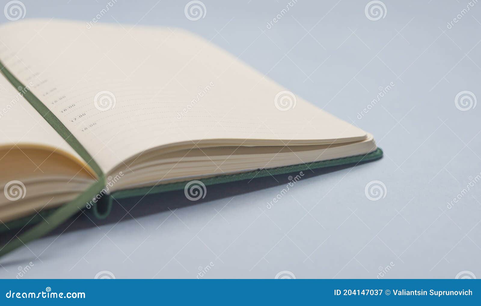 Open Notebook on Office Desk, Side View, Close Up Stock Image - Image ...