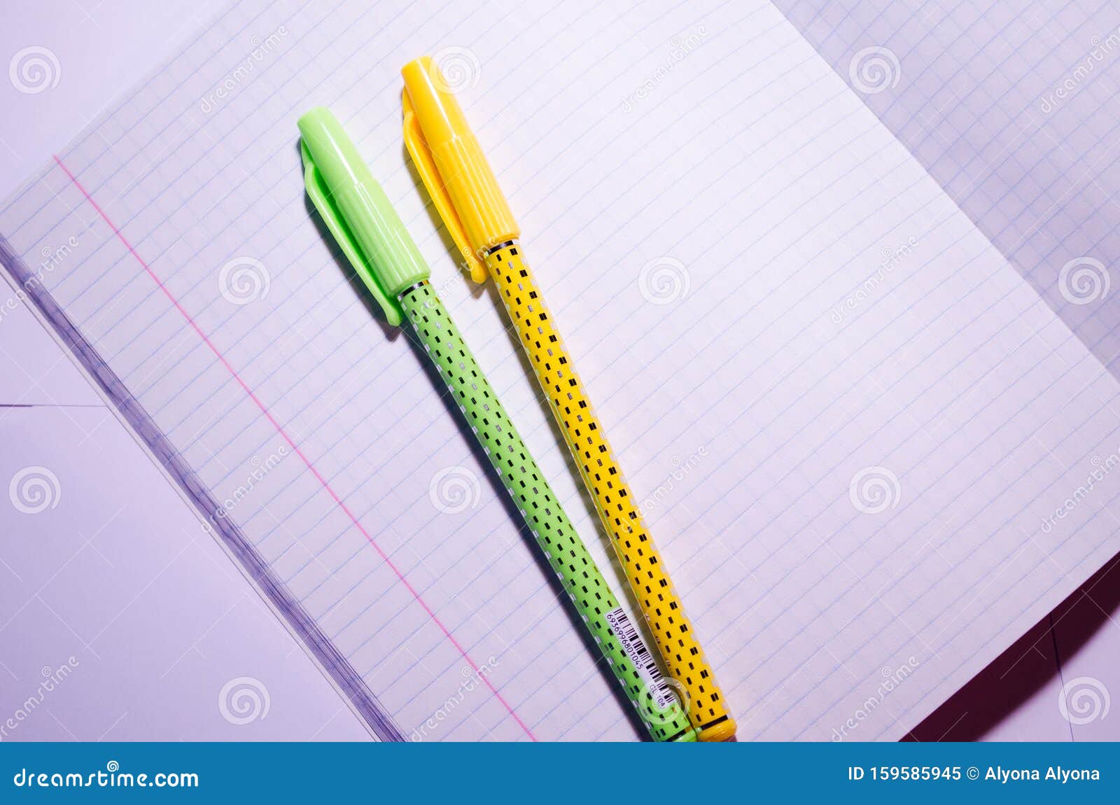 Open Notebook. Open Notebook with Pens. Open Squared Notebook with ...