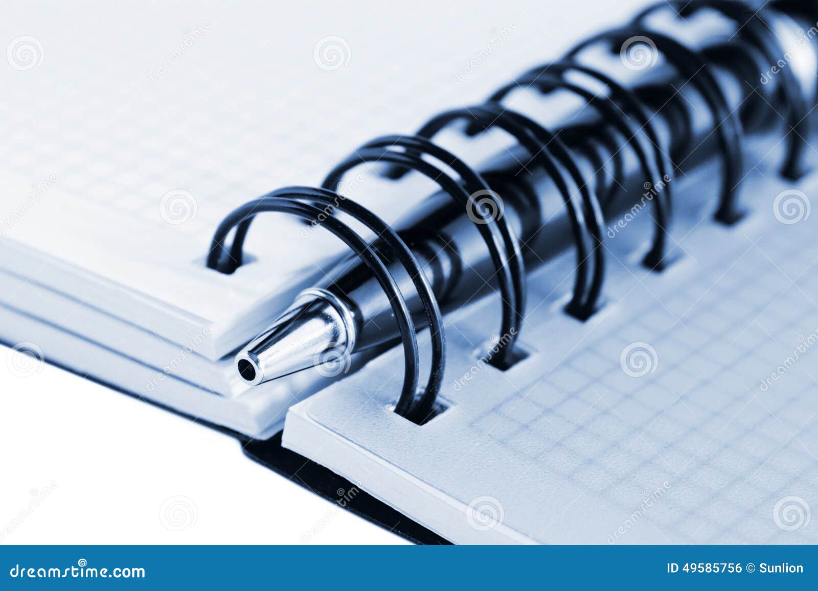 Open Notebook and Pen, with Blue Tint Stock Photo - Image of object ...