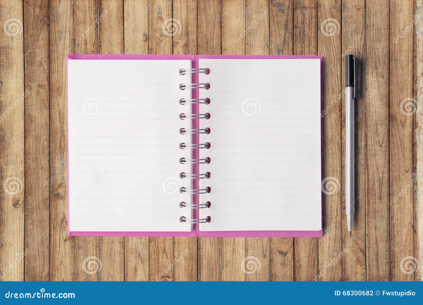 Open Notebook and Pen on Wood Table Stock Photo - Image of note ...
