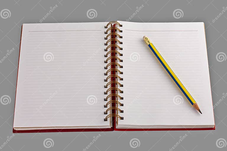 Open Notebook and Pencil stock image. Image of grey, closeup - 15540181