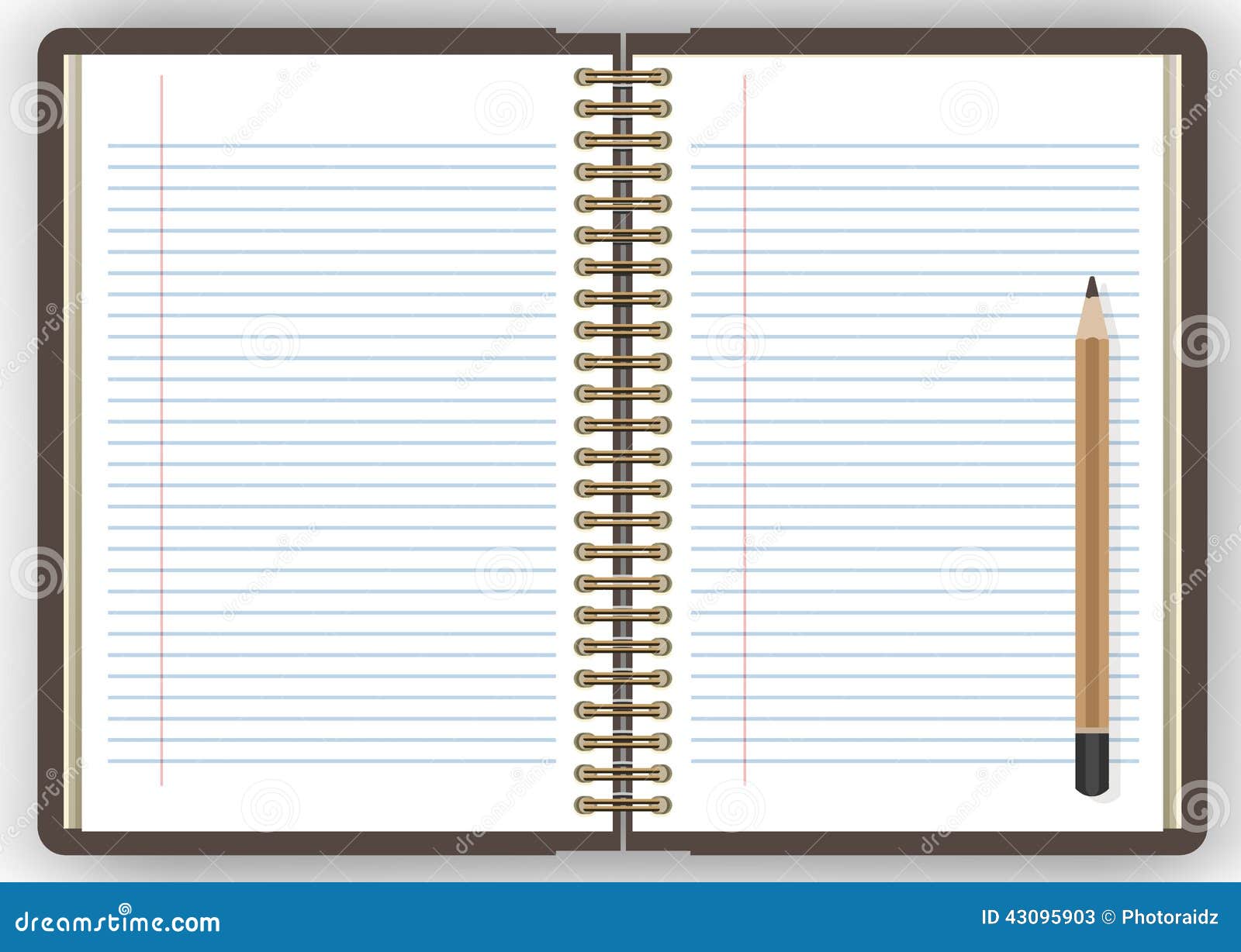 Open notebook and pencil stock illustration. Illustration of notepad ...