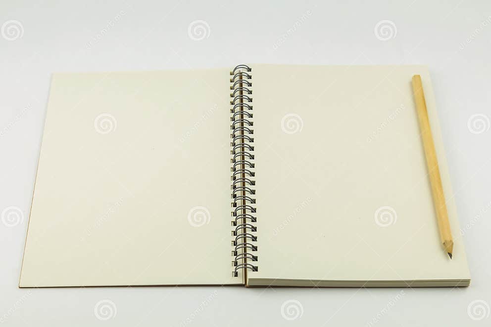 Open notebook with pencil stock photo. Image of white - 92181672