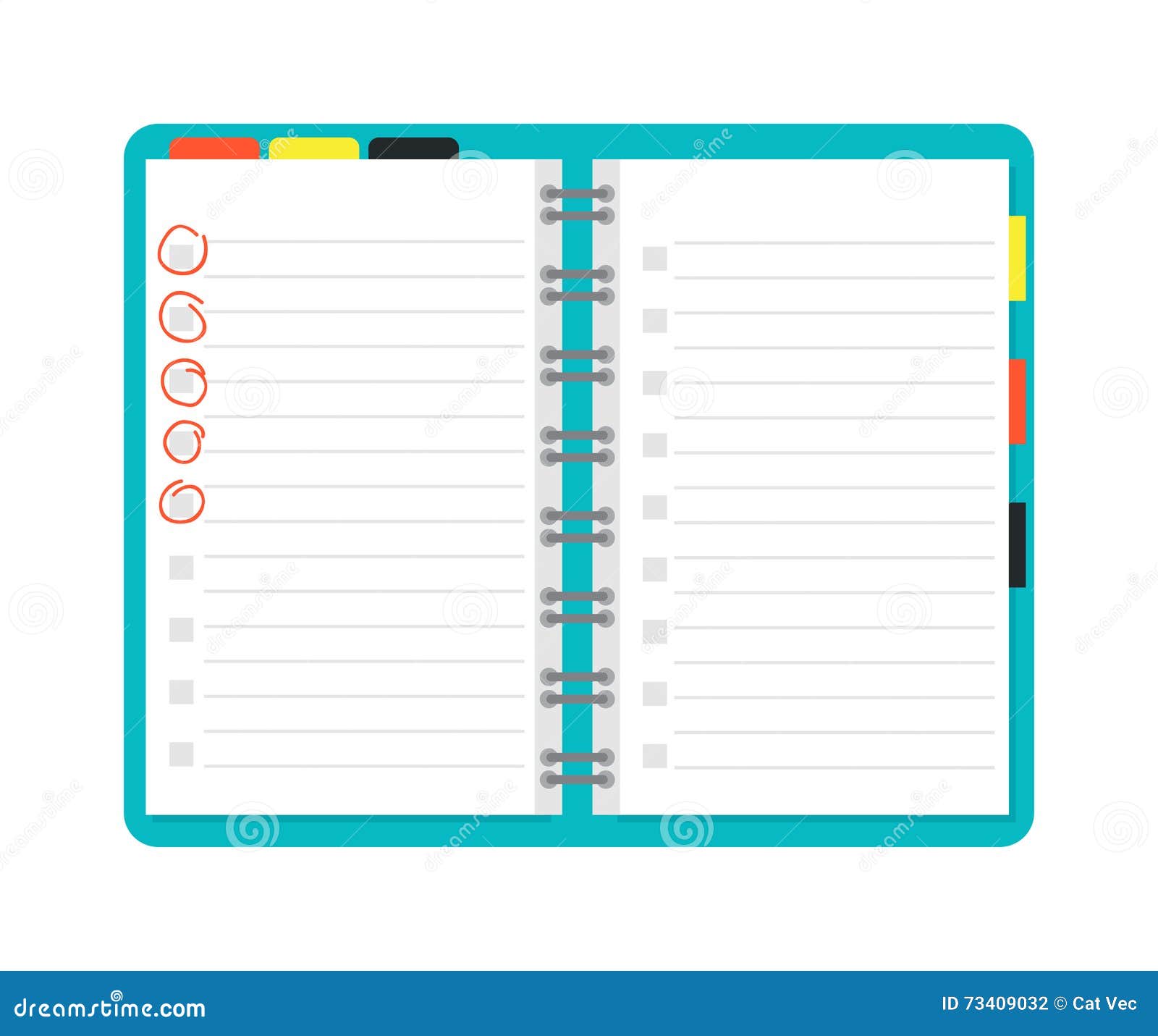 Open Notebook Planner Illustration. Stock Illustration - Illustration ...