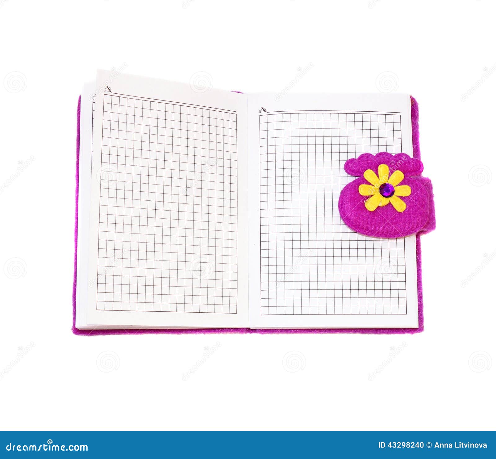Open Notebook in a Purple Cover on a White Background Stock Photo ...
