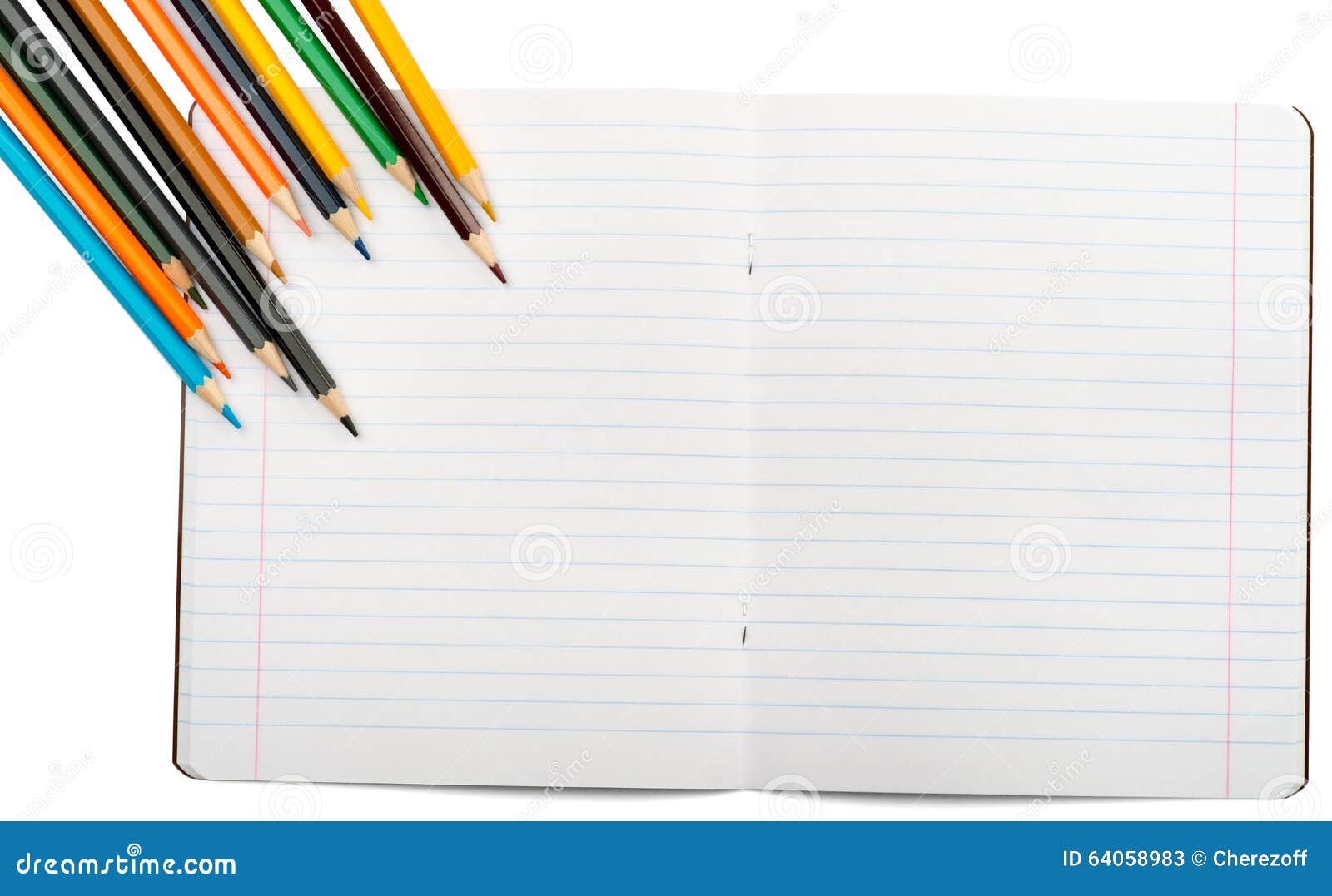 Open Notebook with Set of Crayons Stock Image - Image of page, journal ...