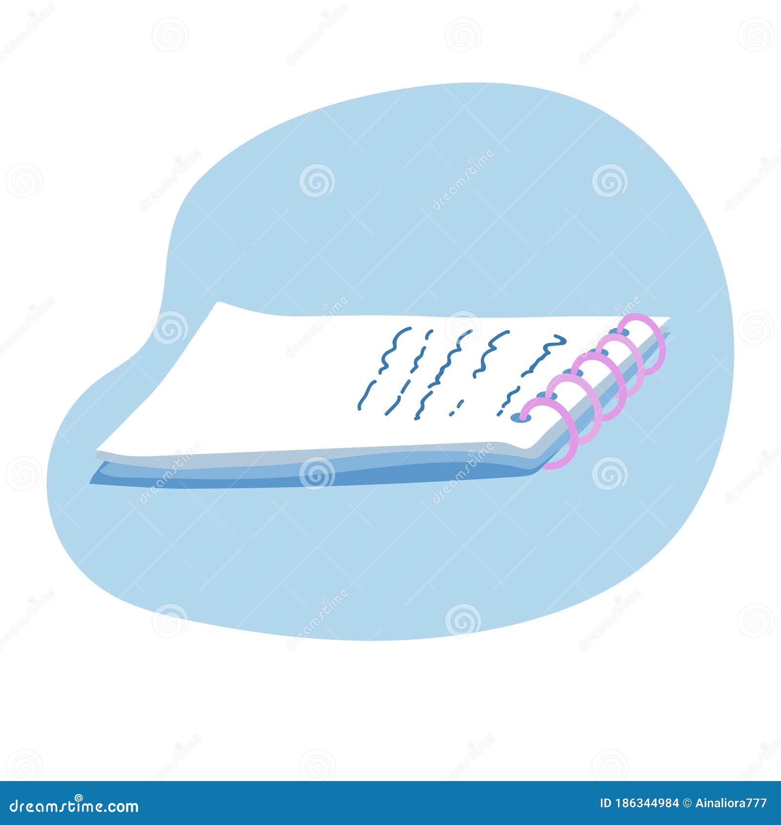 Open Notebook On A Spring With Hand Written Notes. Hand Drawn ...